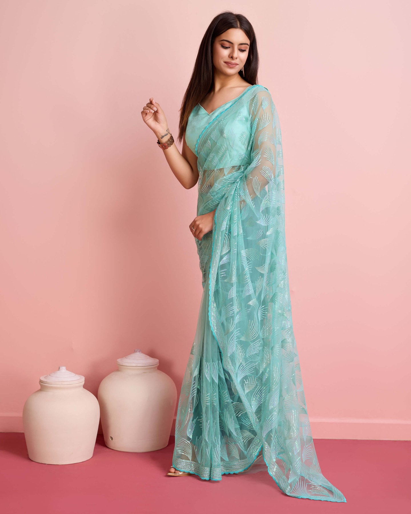 Buy Over Sequence Work Leaf Sky Blue at Rs. 2499 online from Kavanng ... Buy Over Sequence Work Leaf Sky Blue at Rs. 2499 online from Kavanng ...